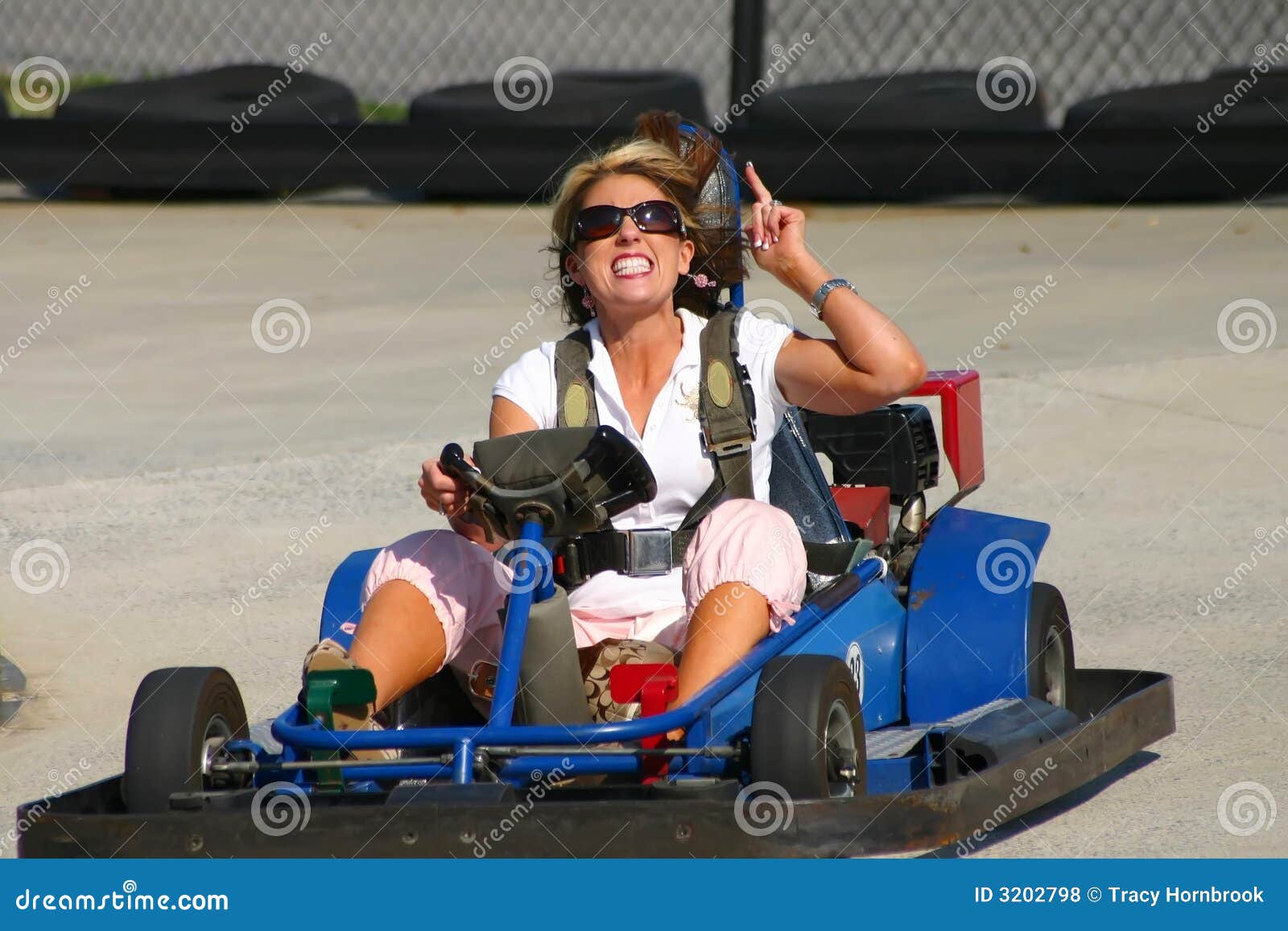 Angry Woman Driving Go Cart Stock Photo - Image of young, woman: 3202798