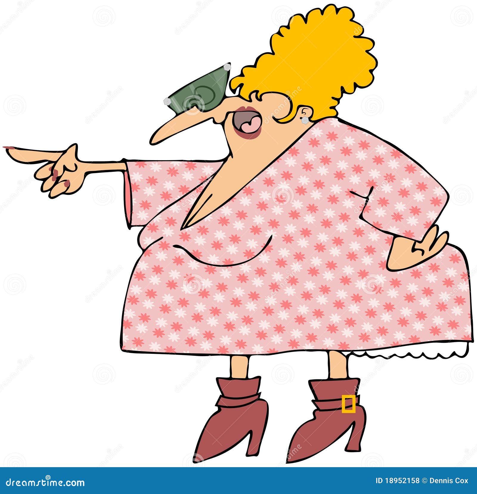 Angry Woman in a Flowered Dress Stock Illustration - Illustration of ...