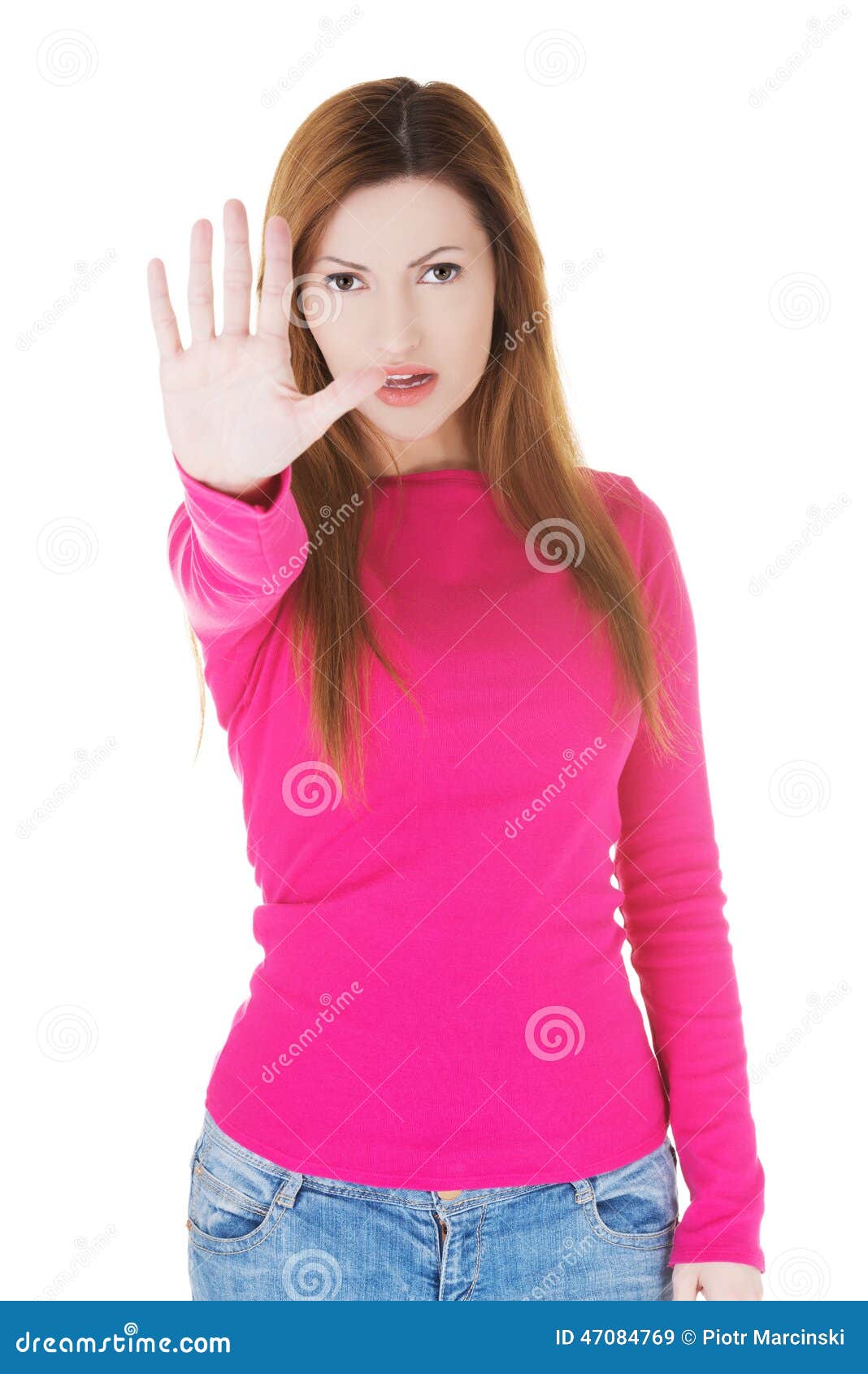 Angry Woman Gesturing Stop Sign Stock Image - Image of pretty, refusal ...