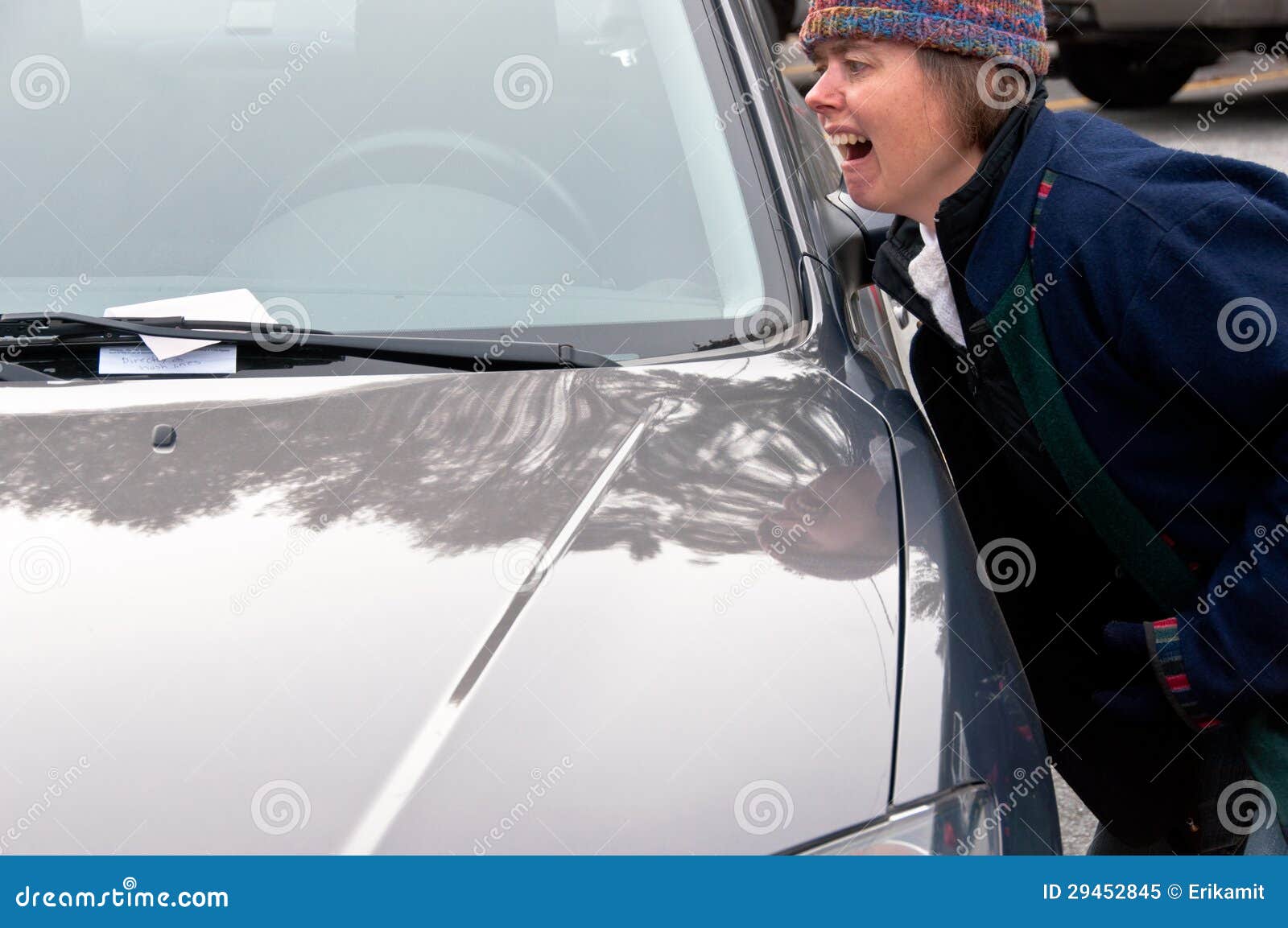 Angry Woman Gets a Parking Ticket Stock Image - Image of parked, angry ...