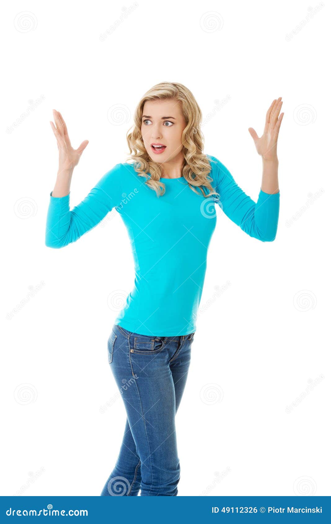 Angry woman with hands up stock photo. Image of frustration - 49112326