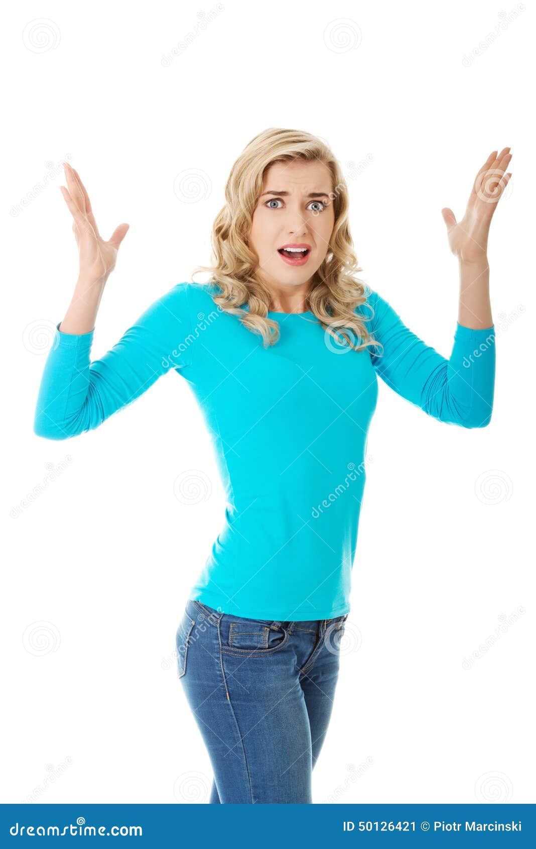 Angry woman with hands up stock image. Image of female - 50126421
