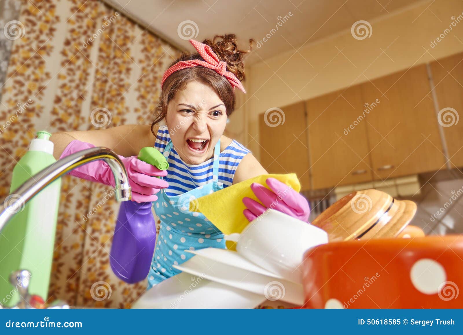 Angry woman in the kitchen stock image. Image of house - 50618585