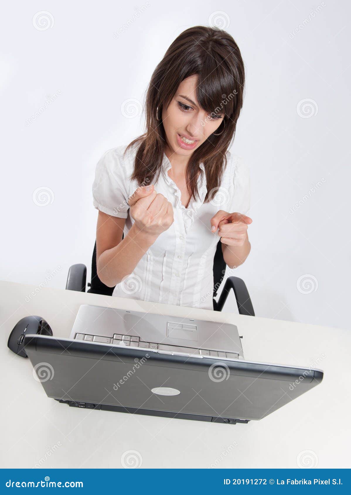 Angry woman with laptop stock photo. Image of office - 20191272