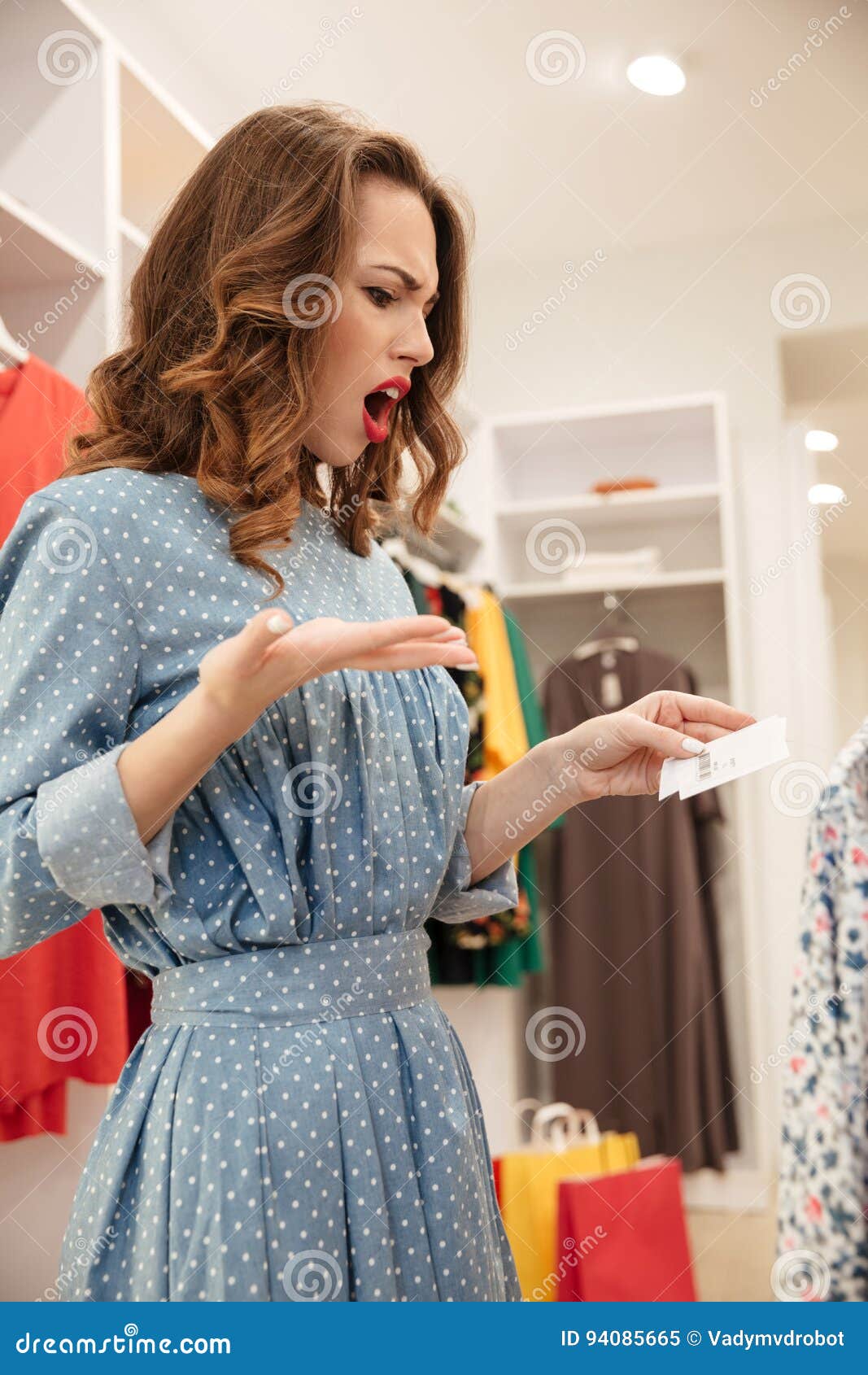 Angry Woman Looking at Price Stock Image - Image of fashion, sale: 94085665
