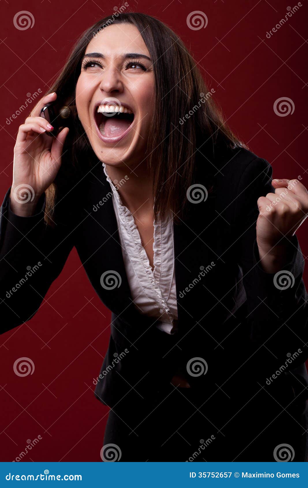 Angry woman on the phone stock image. Image of business - 35752657