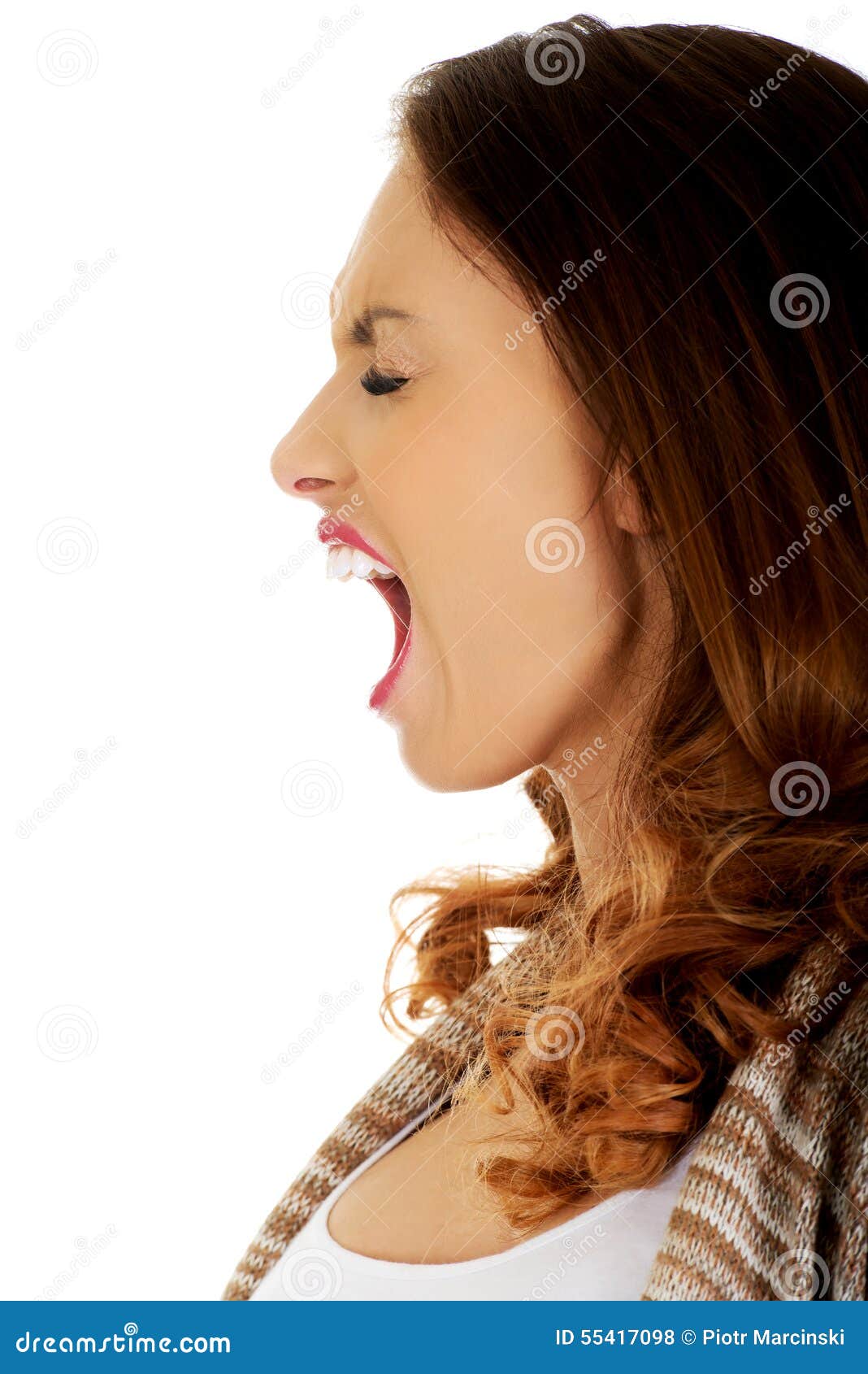 Angry woman screaming. stock photo. Image of amused, angry - 55417098