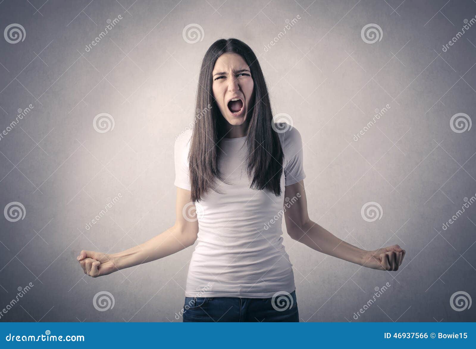 Angry woman shouting stock photo. Image of fists, rage - 46937566