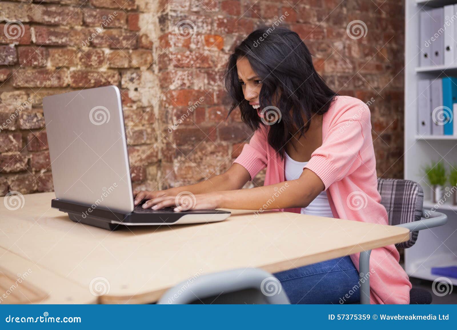 Angry Woman Shouting at Her Laptop Stock Image - Image of laptop ...