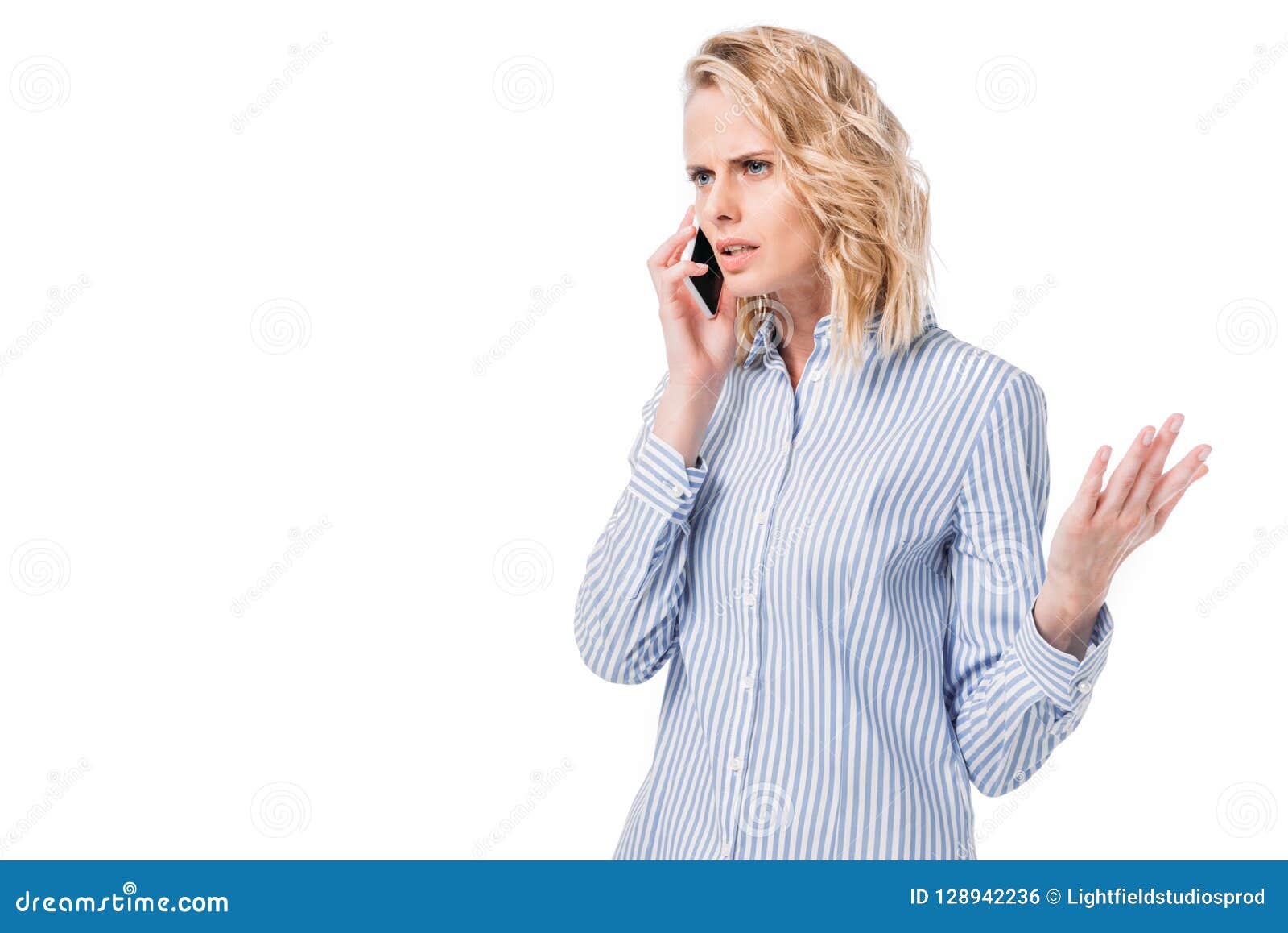 Angry Woman Talking by Smartphone Stock Photo - Image of person ...