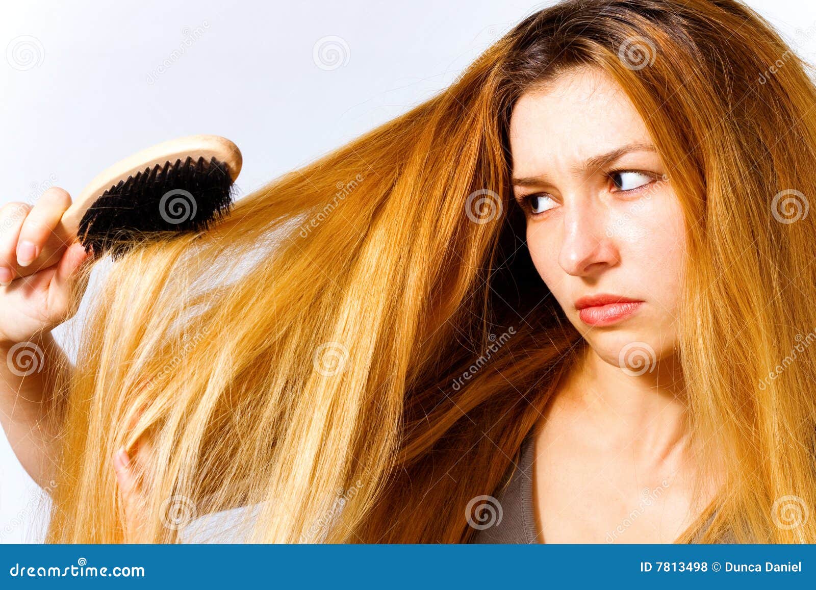 Angry Woman with Tangled Hair Problem Stock Photo - Image of coiffure ...