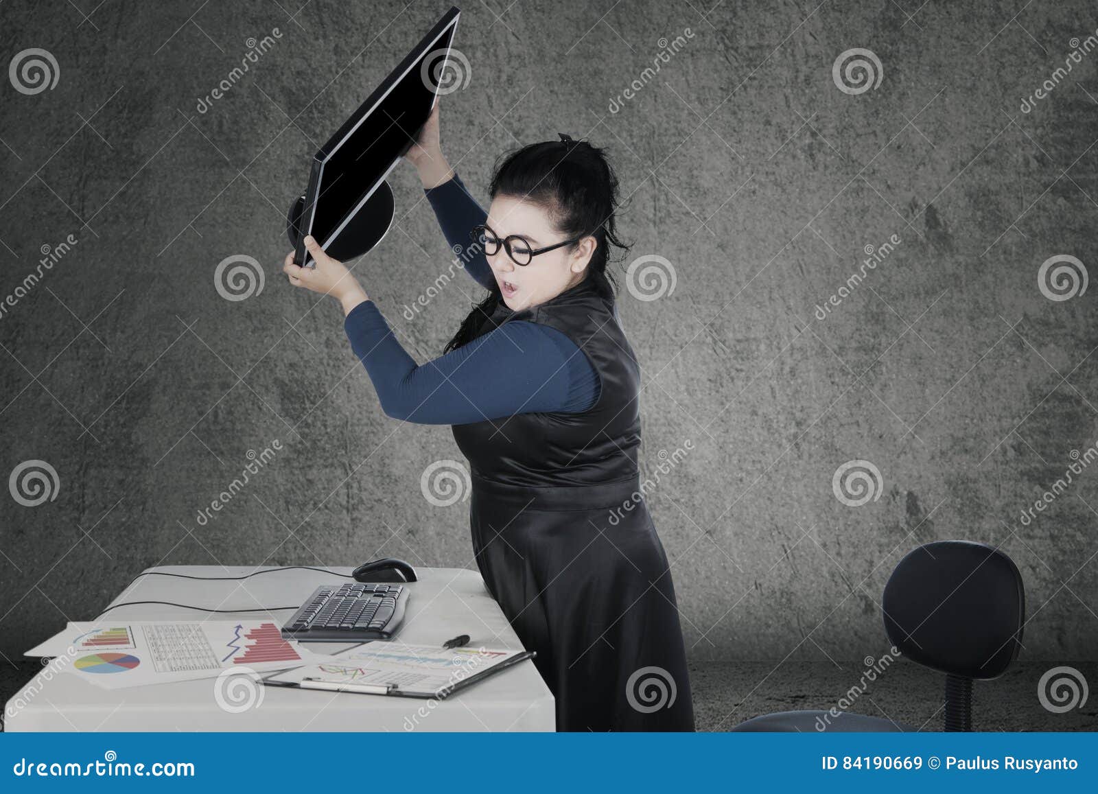 Angry Woman Throwing Computer Stock Image - Image of outbreak, graph ...