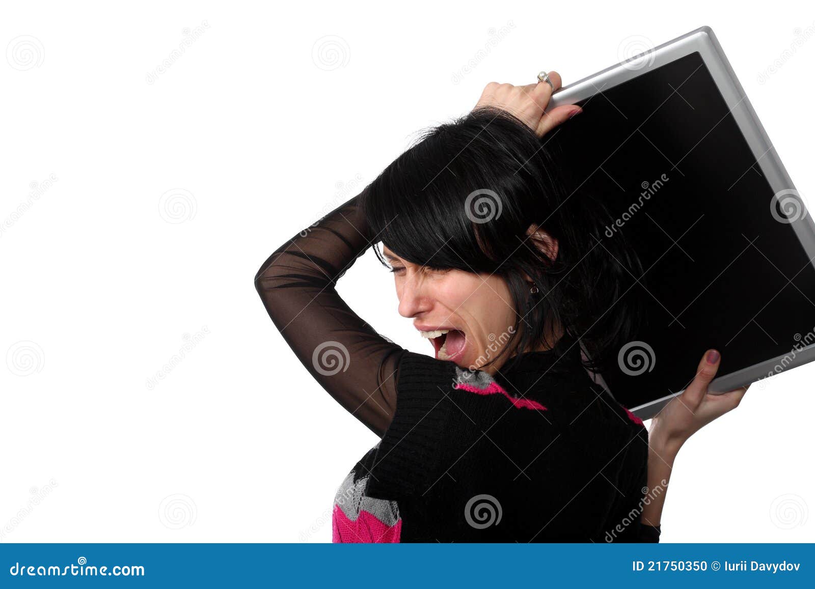 Angry Woman about To Throw His Computer Stock Photo - Image of business ...
