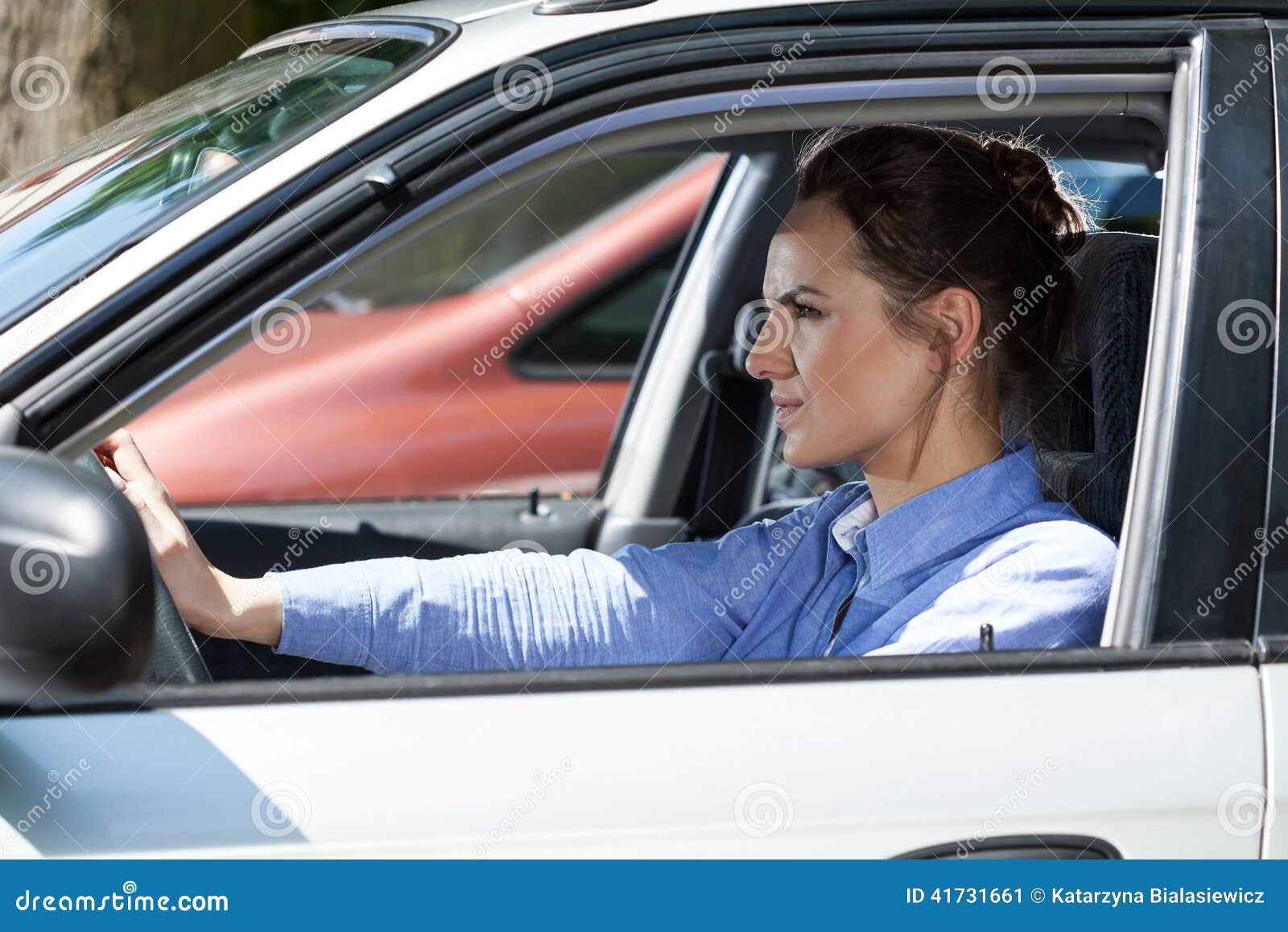Angry Woman in a Traffic Jam Stock Image - Image of girl, frustration ...
