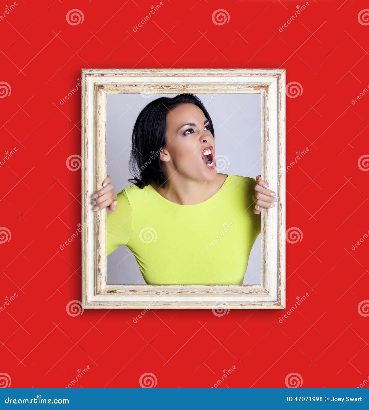 Angry Woman Trapped in Frame. Stock Photo - Image of adult, fashion ...