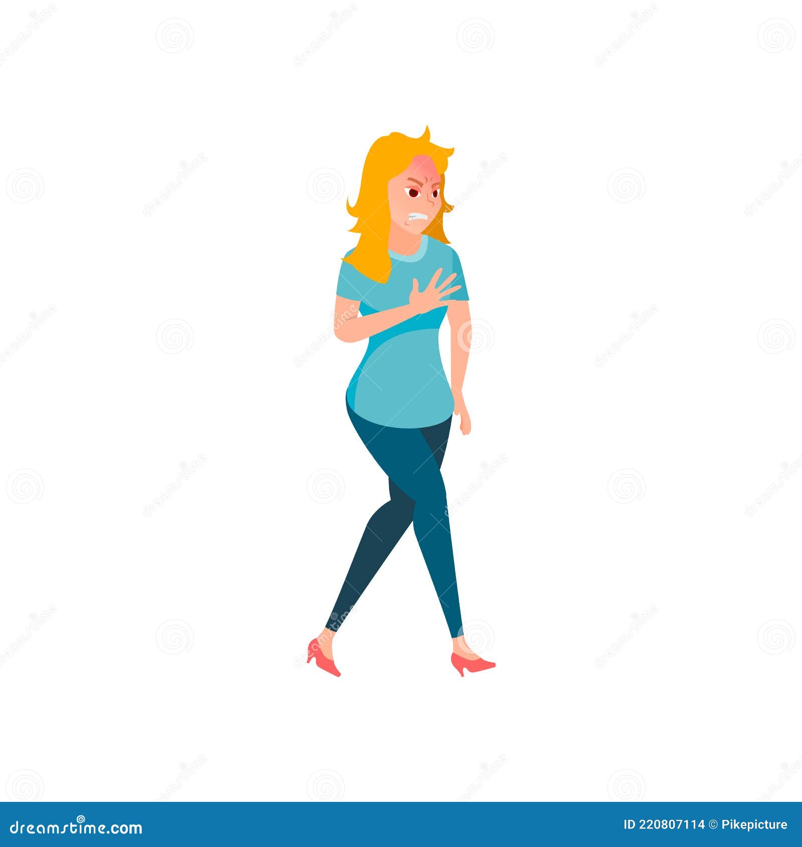 Woman Upset Female Emotion Face Expression Cute Cartoon Character