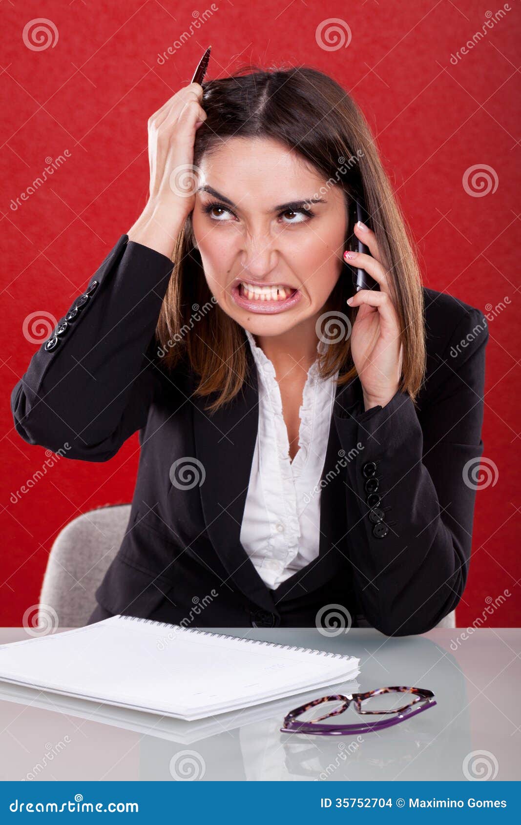 Angry woman at work stock photo. Image of place, isolated - 35752704