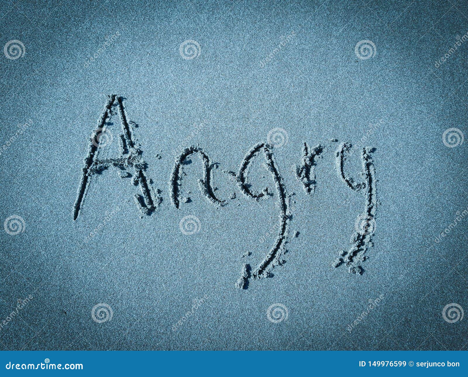 Angry, Word Written on Blue Sand Stock Image - Image of text, message ...