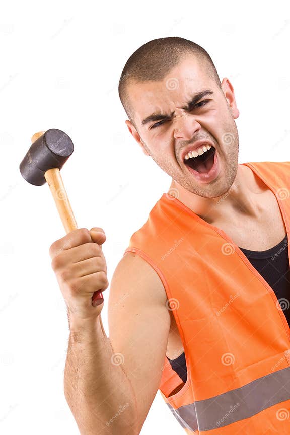 Angry worker stock photo. Image of studio, improvement - 16659688