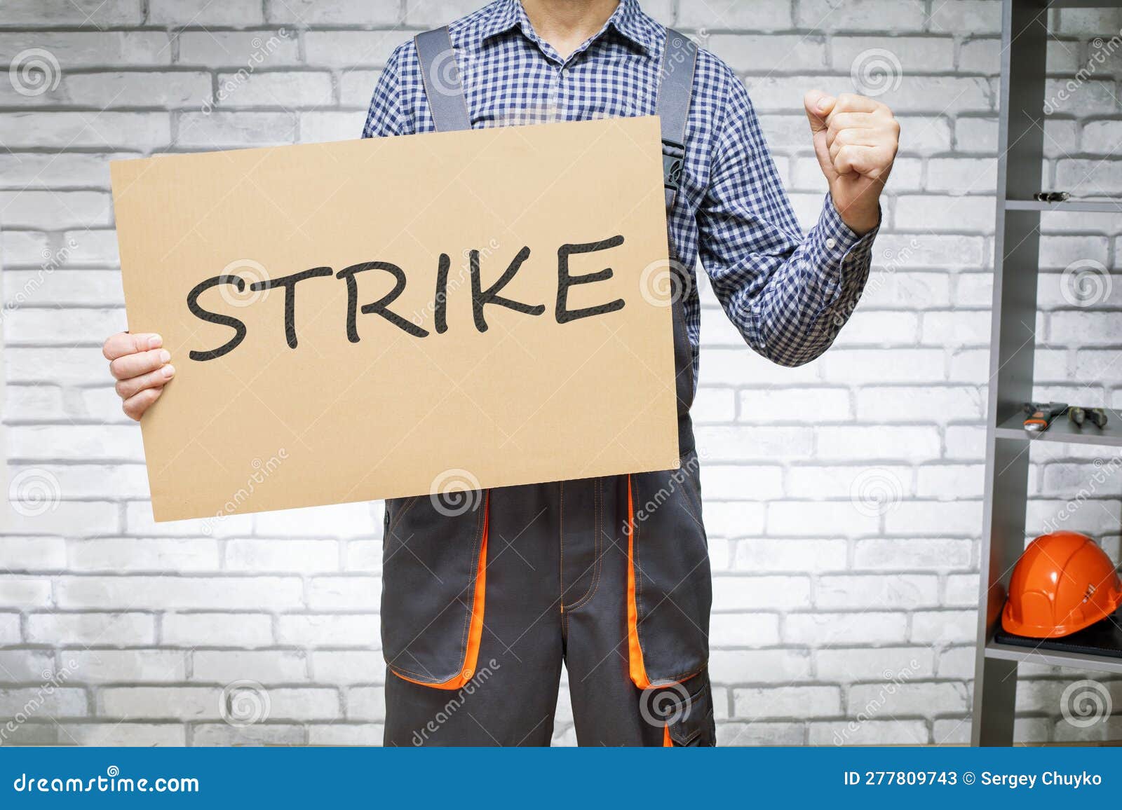 Angry Worker Activist during a Protest in Workplace. Stock Image ...