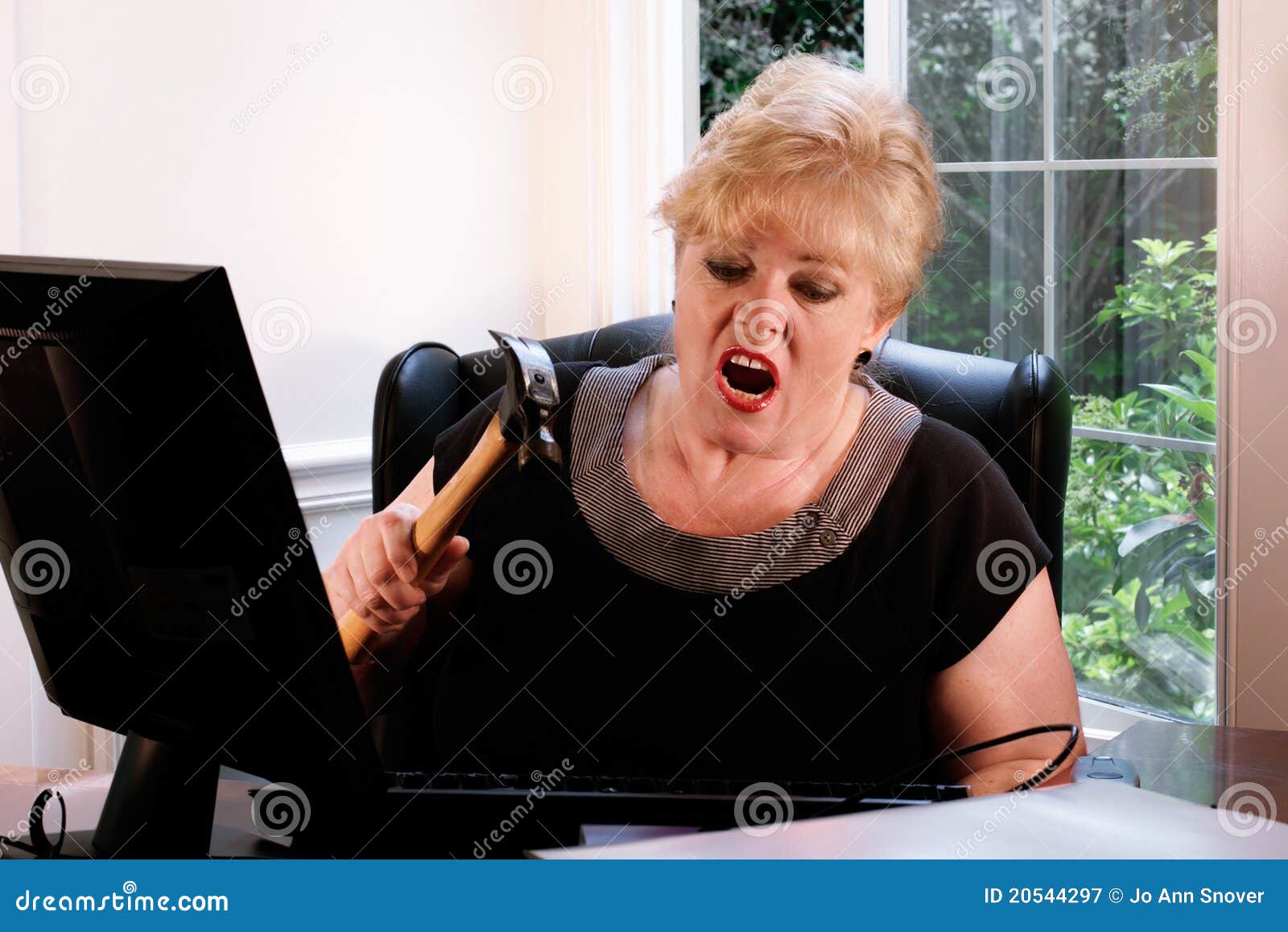 Angry Worker Hammer Computer Stock Image - Image of black, boomer: 20544297