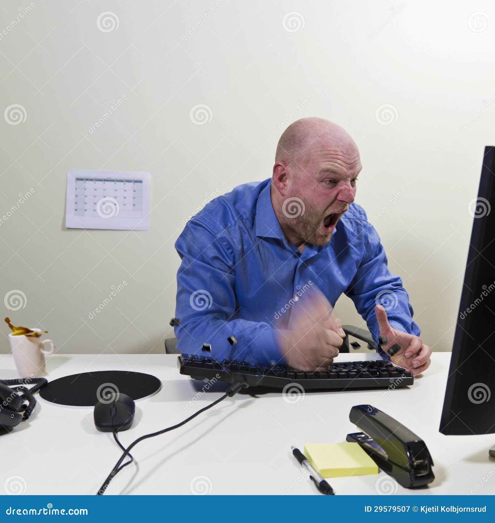 Angry Worker Hit His Keyboard Stock Image - Image of frustration ...
