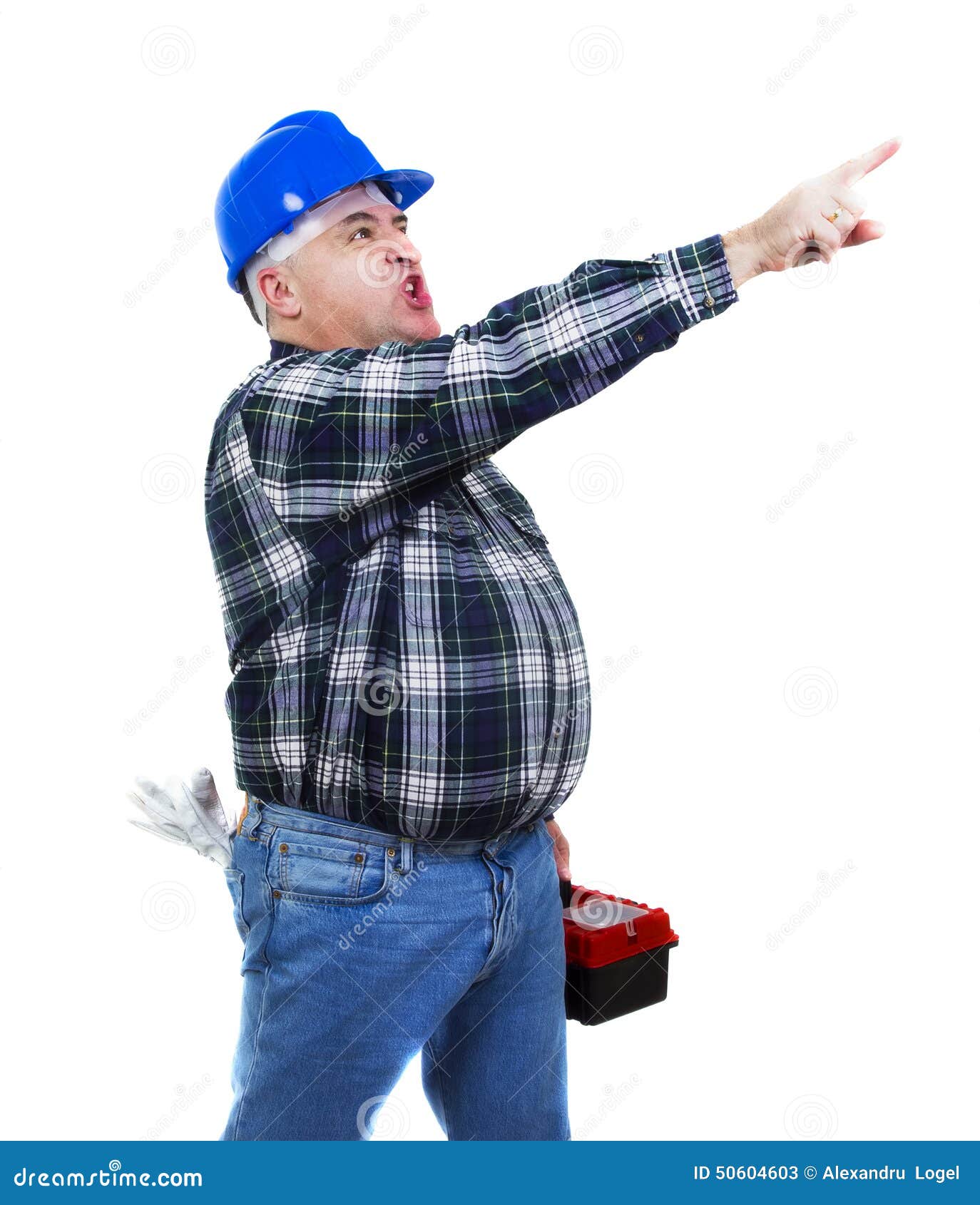 Angry Worker Pointing at Something Stock Image - Image of manager ...