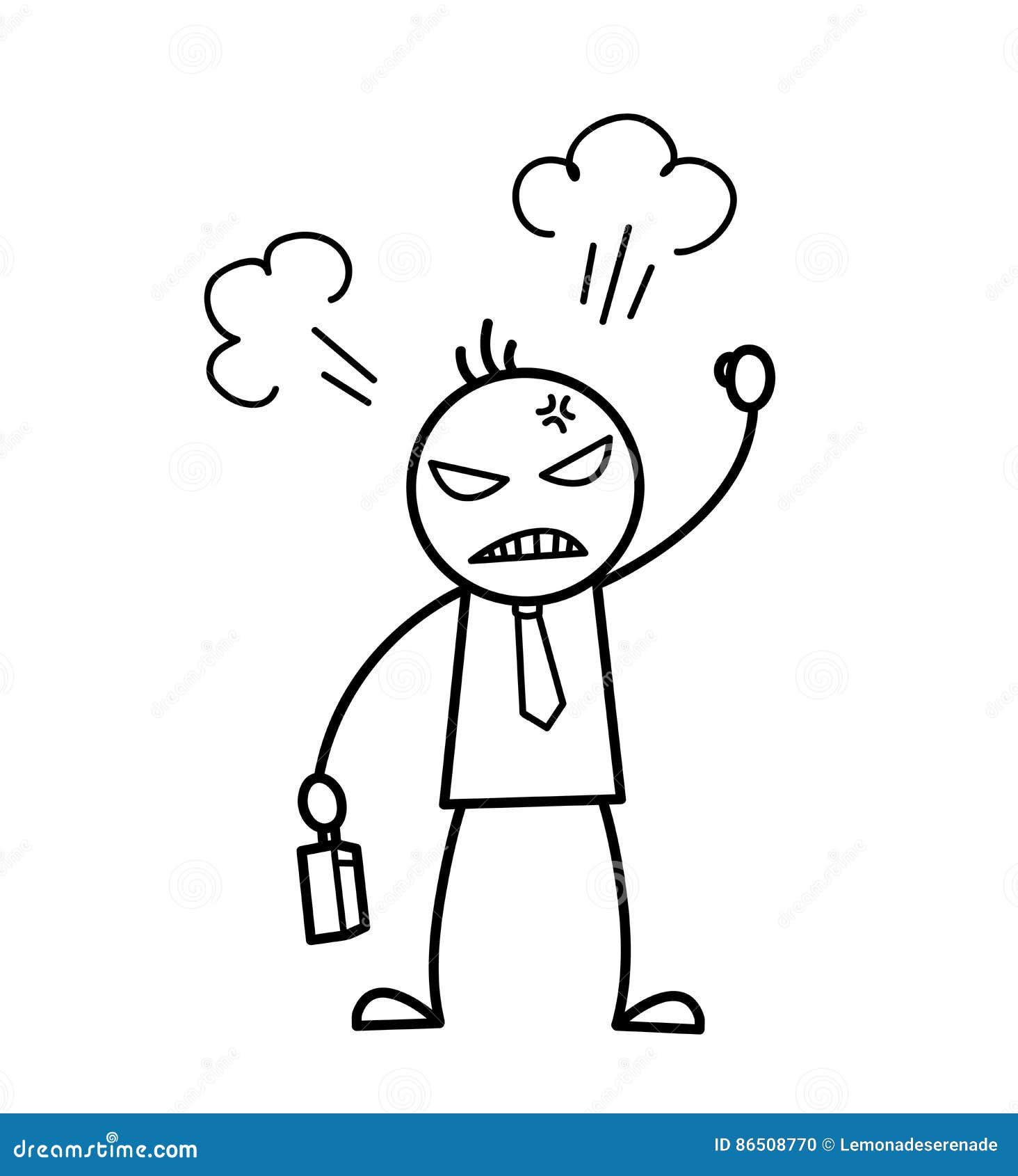 Angry Worker Protesting Doodle Stock Vector - Illustration of stick ...