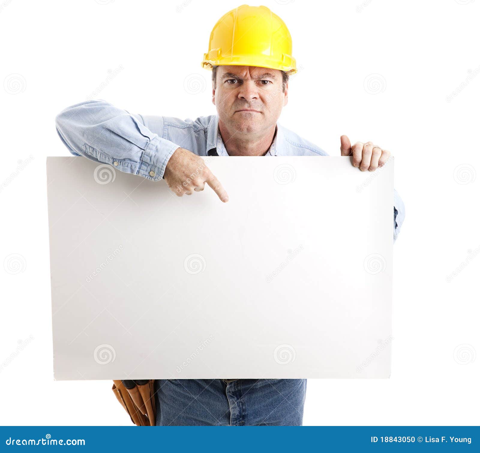 Angry Worker with Sign stock photo. Image of caucasian - 18843050