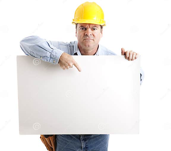 Angry Worker with Sign stock photo. Image of caucasian - 18843050