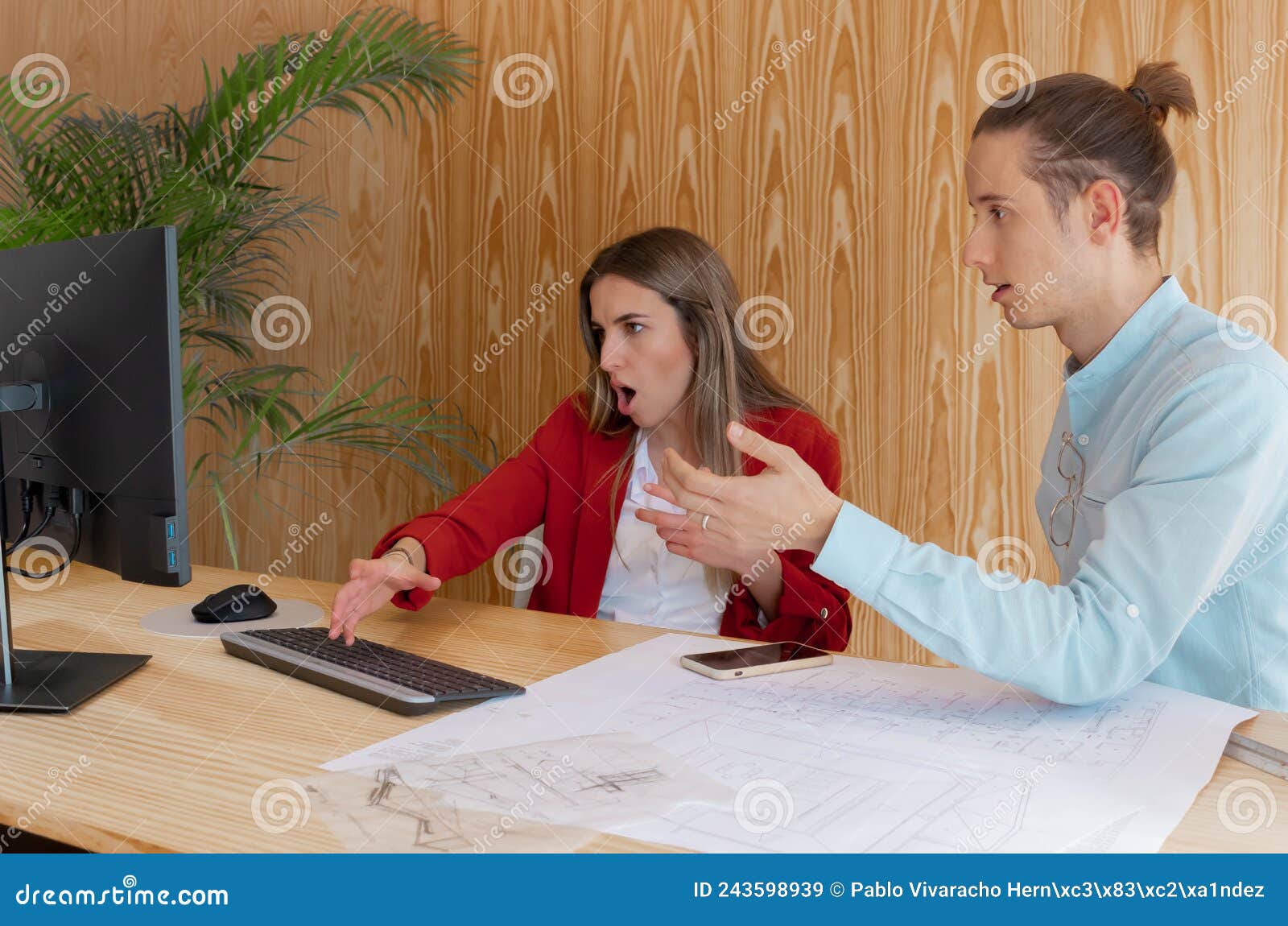 Angry Workers Arguing Over Different Ideas with Angry Gesture Stock ...