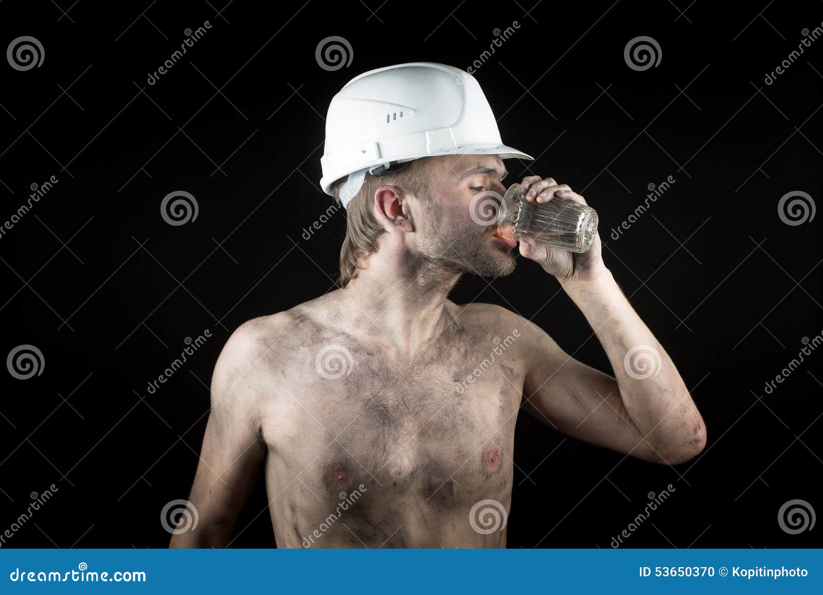 Angry Working in a Dirty Helmet Stock Photo - Image of face ...