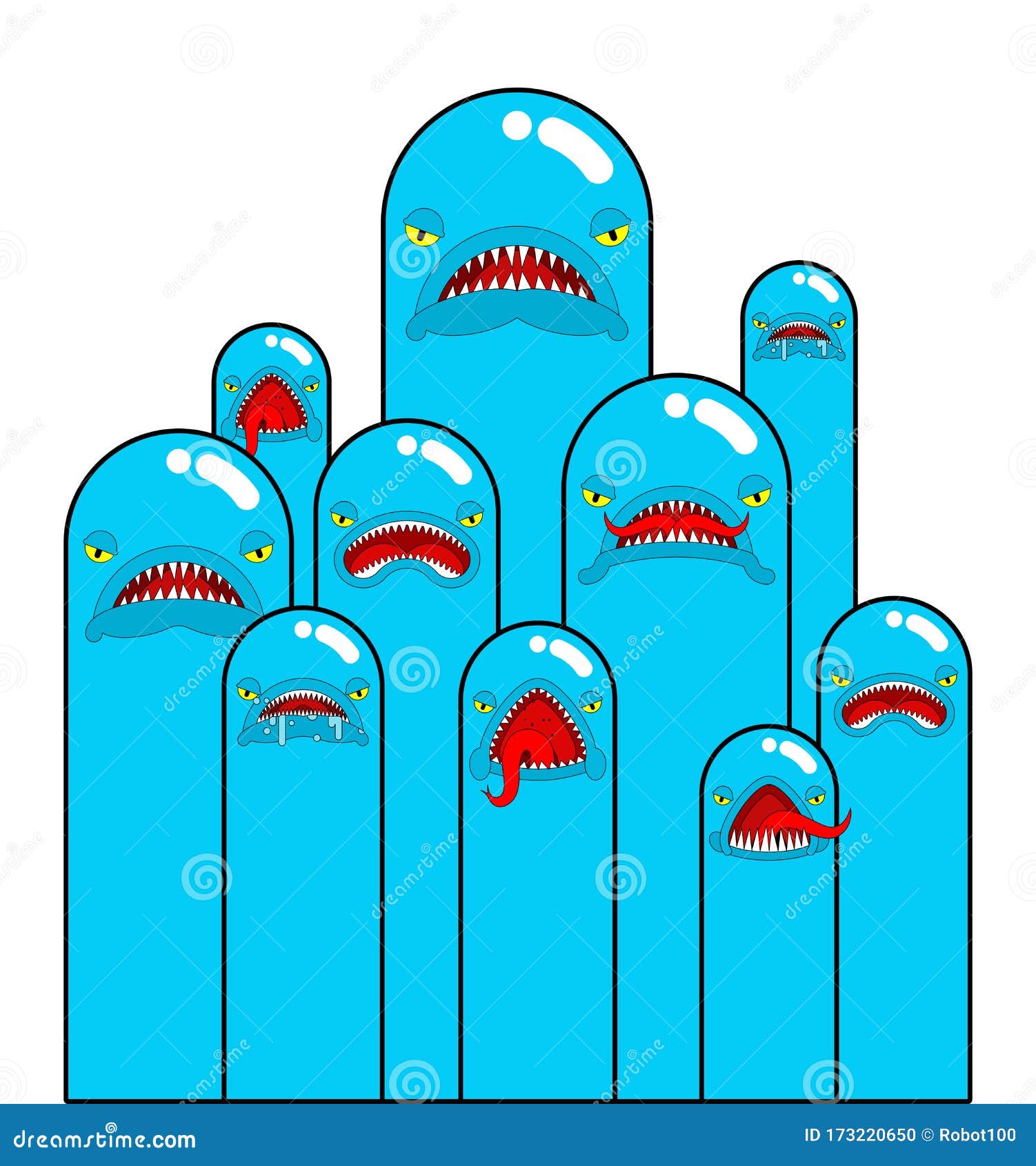 Angry Worm Set. Evil Worms Isolated Stock Vector - Illustration of ...