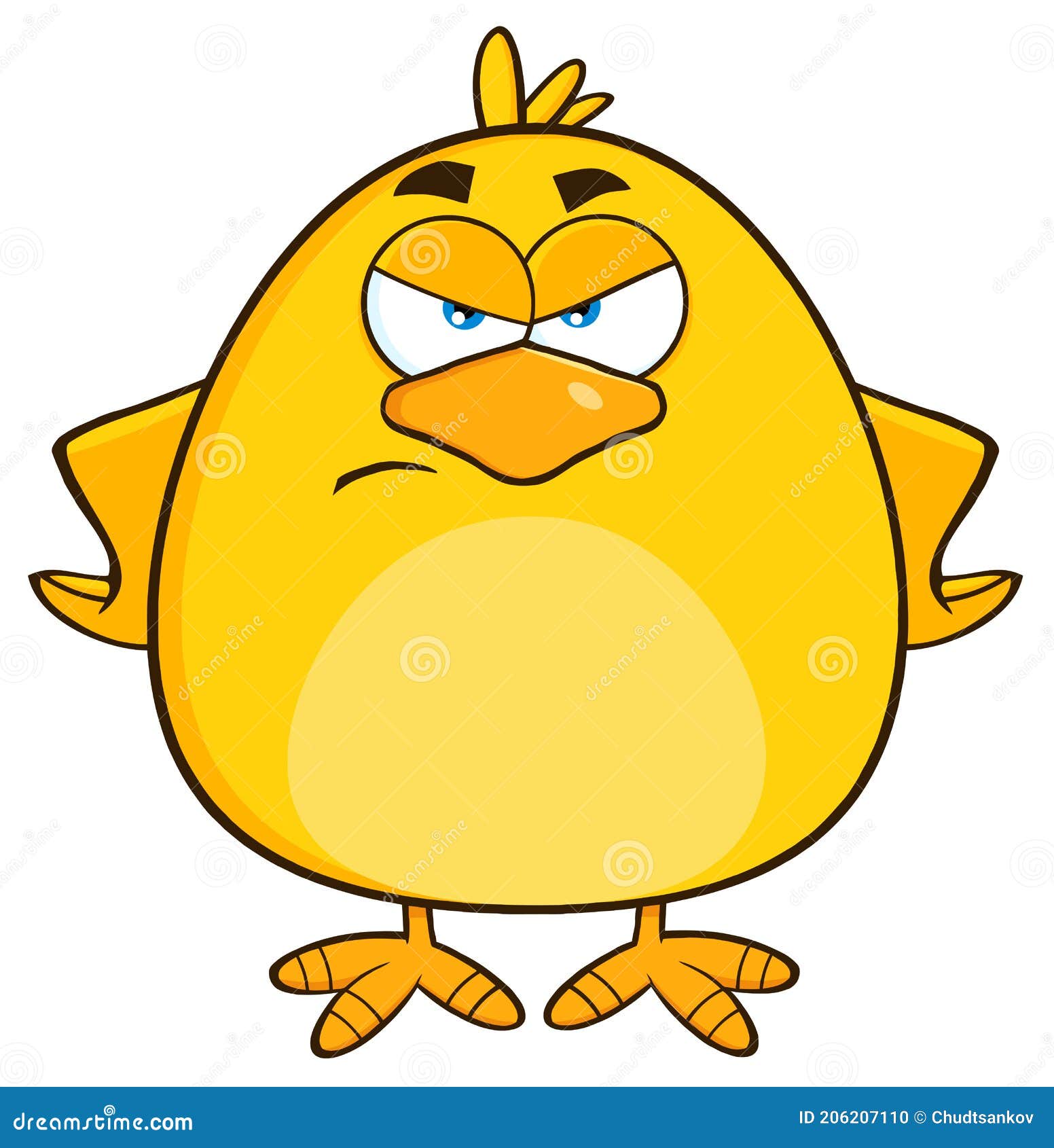 Angry Yellow Chick Cartoon Character Stock Vector - Illustration of ...