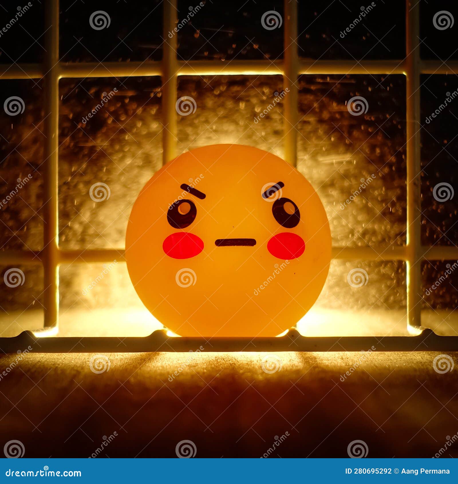 Angry Yellow Emoticon in Yellow Light and Prison Stock Photo - Image of ...