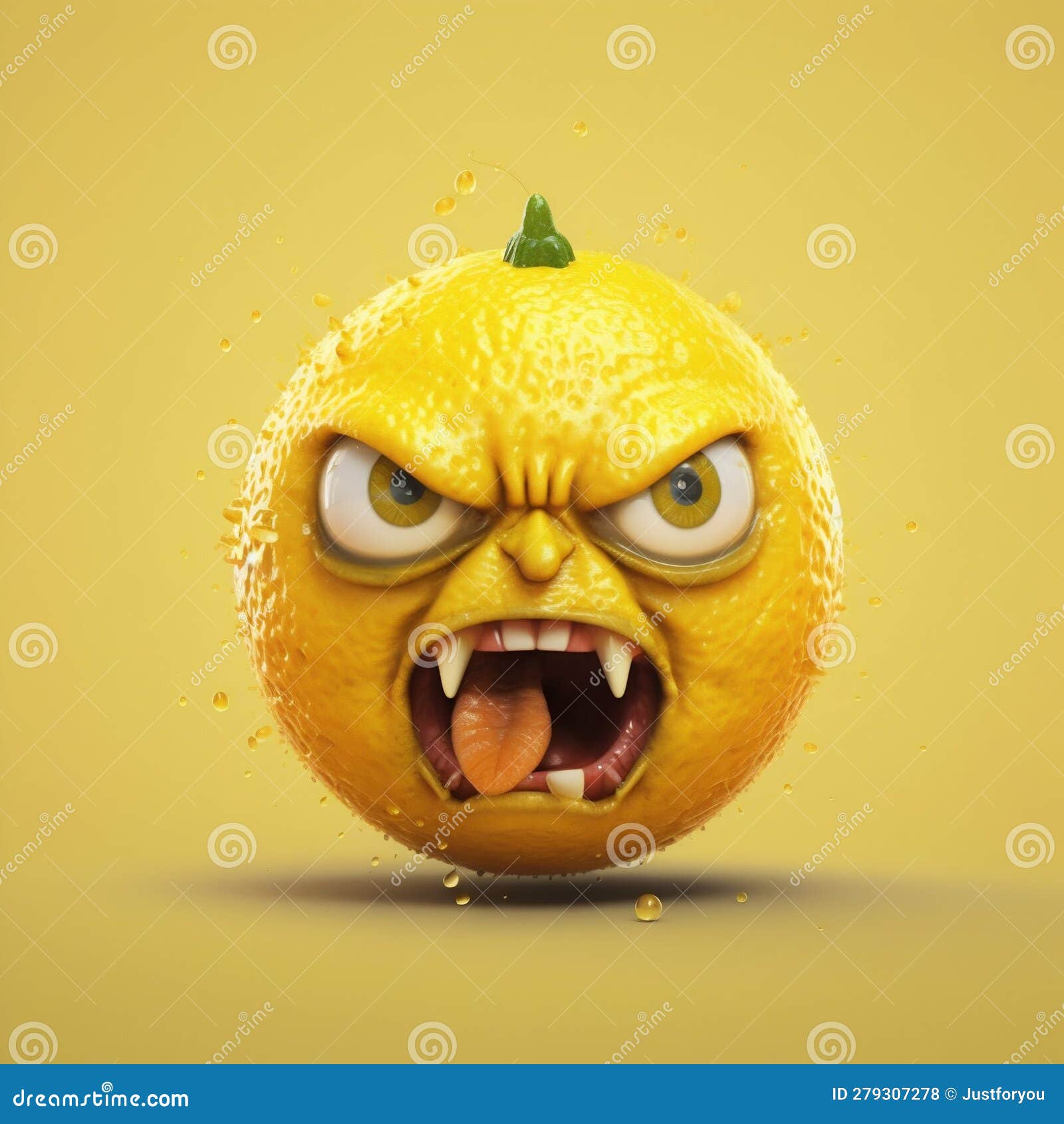 Angry Yellow Lemon. Generative Ai Stock Illustration - Illustration of ...