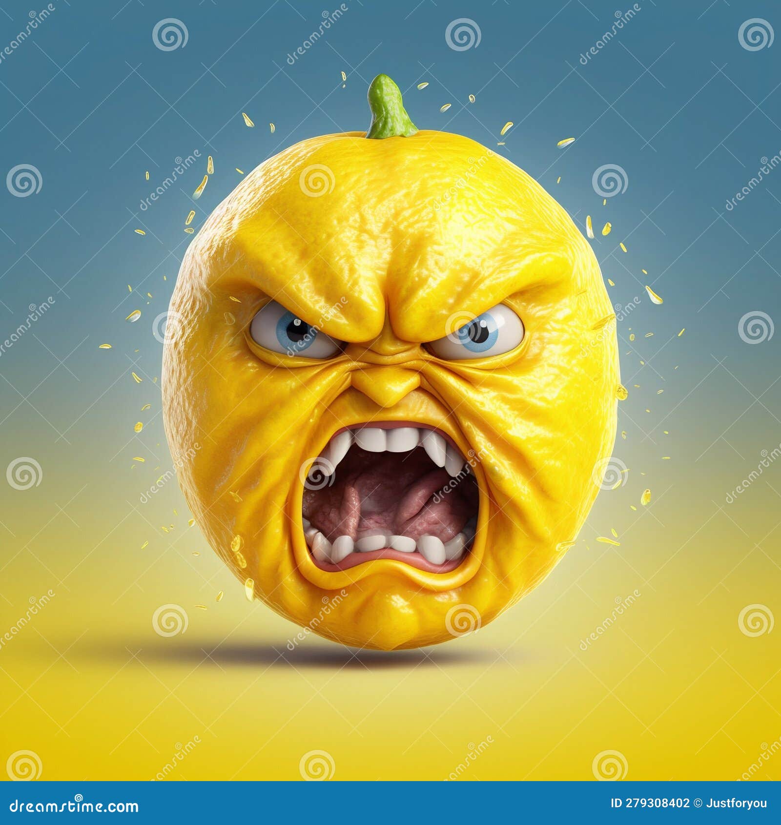 Angry Yellow Lemon. Generative Ai Stock Illustration - Illustration of ...