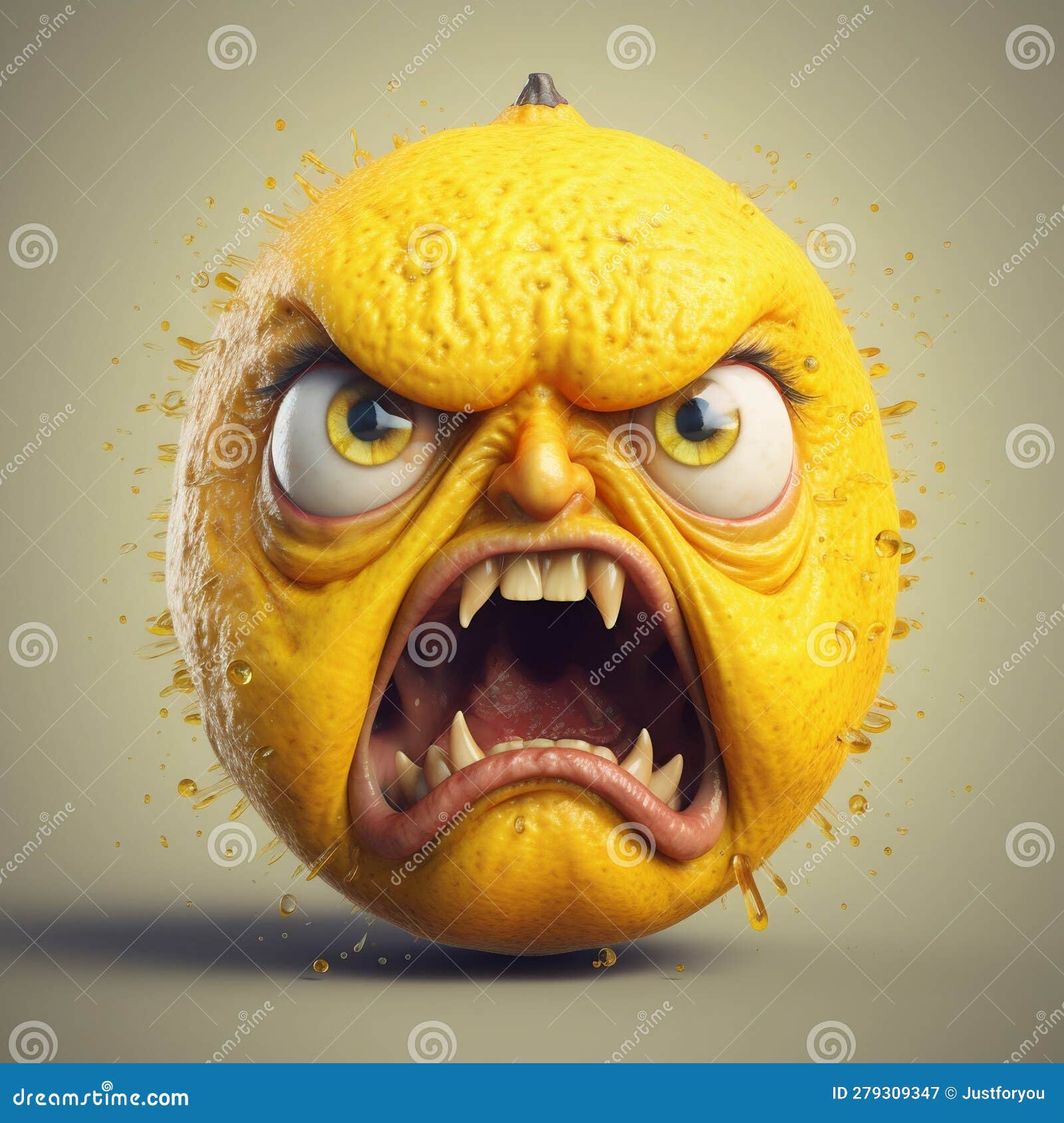 Angry Yellow Lemon. Generative Ai Stock Illustration - Illustration of ...