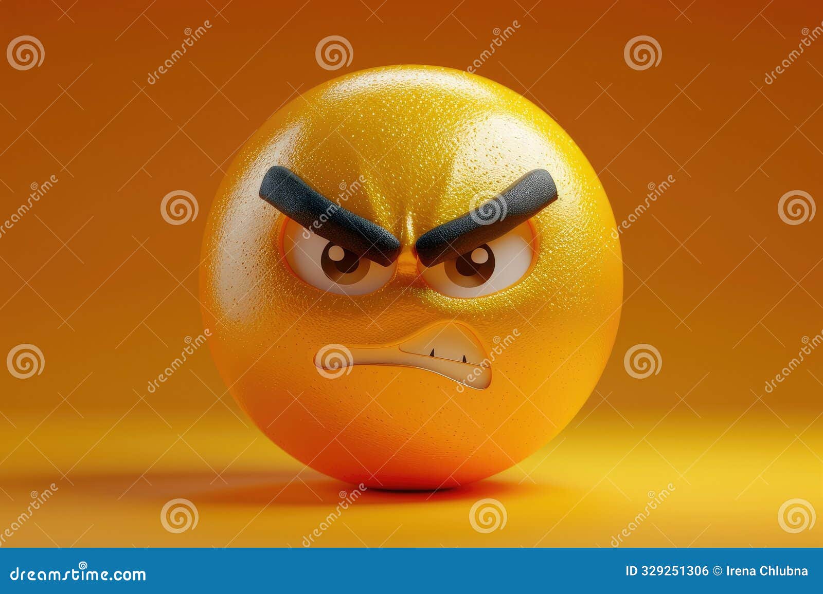 Angry Yellow Sphere With Exaggerated Facial Expression Royalty-Free ...