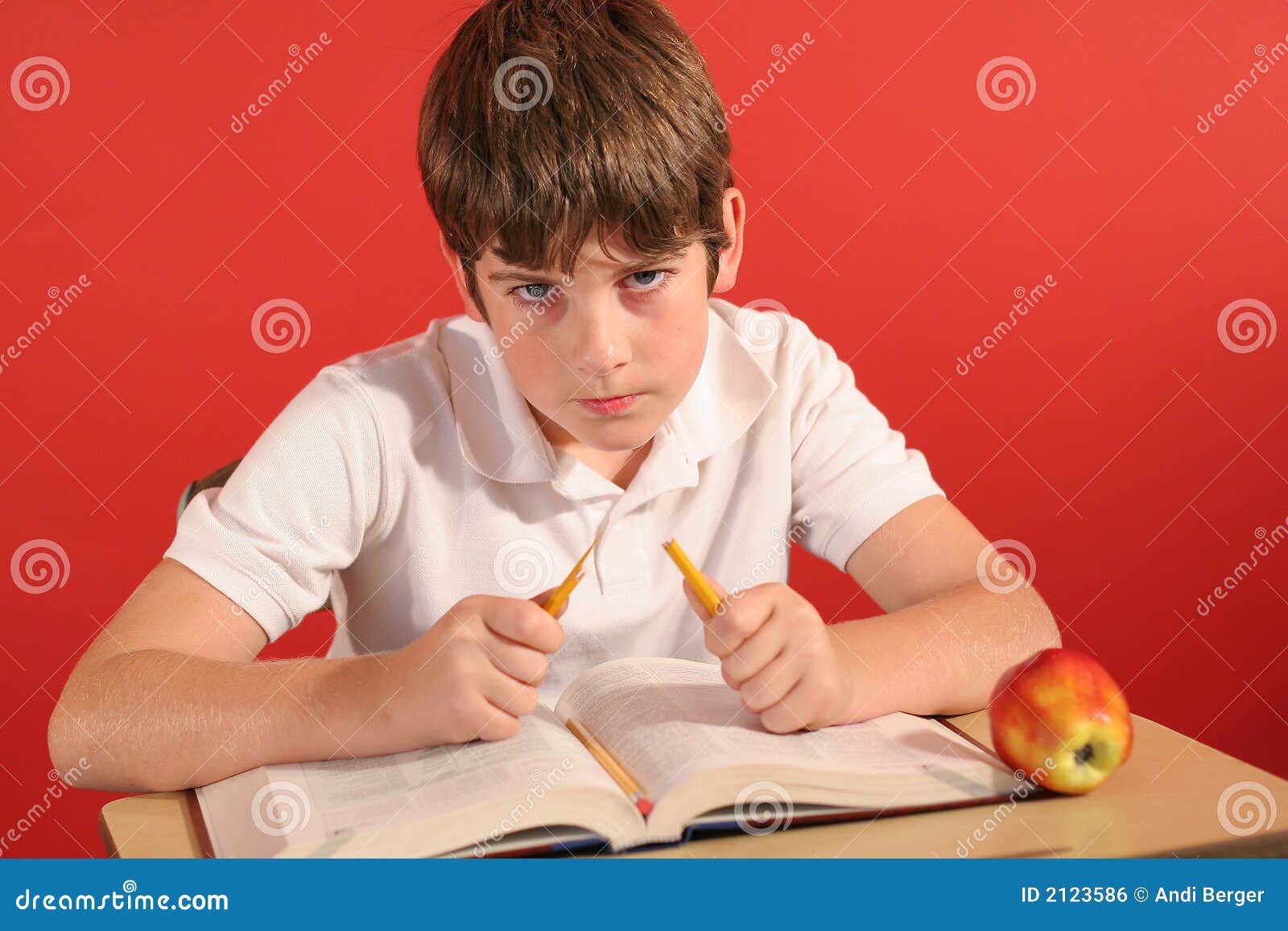 Angry Young Boy Breaking Penci Stock Photo - Image of concentrate ...