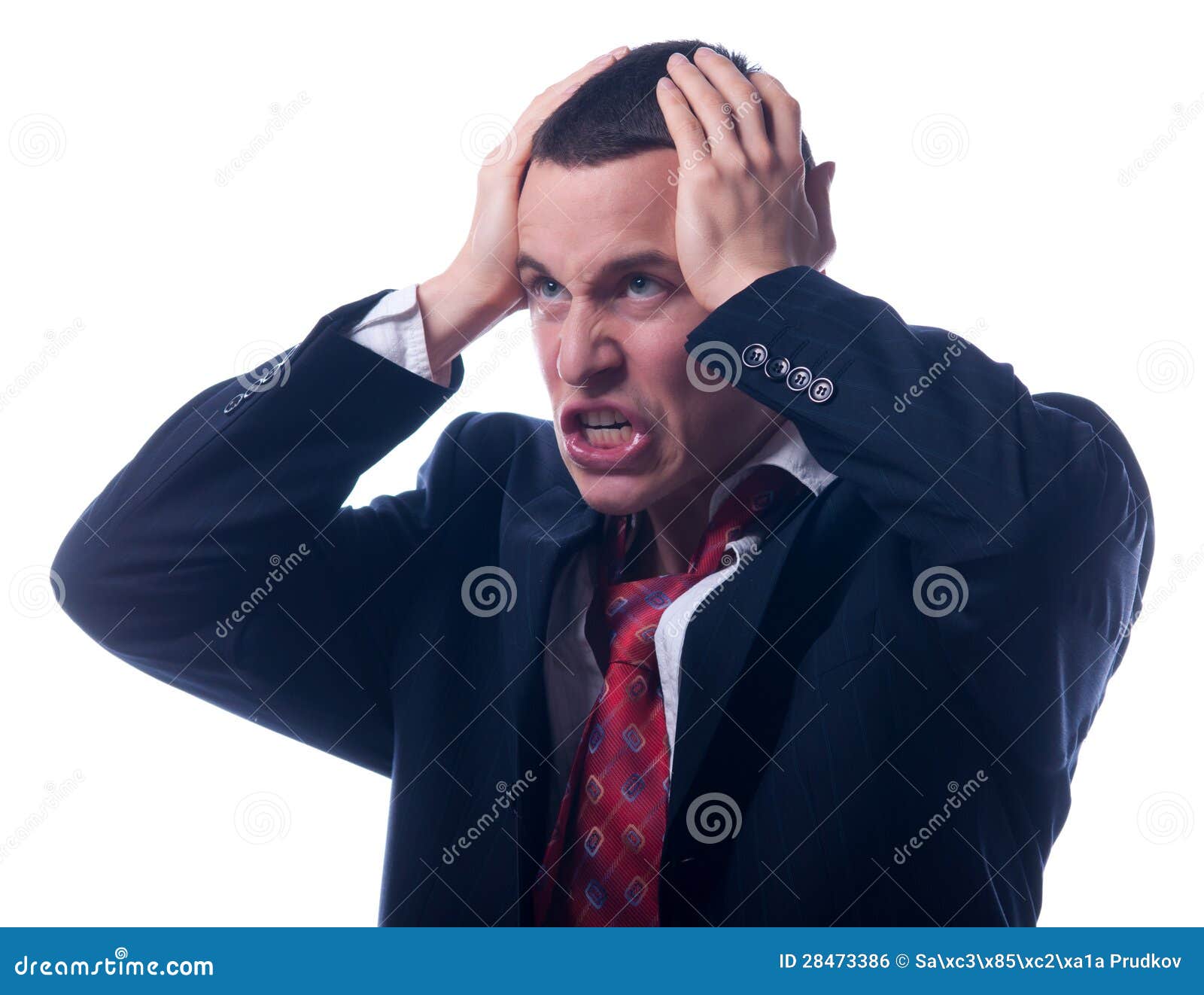 Angry Young Businessman Holding His Head Stock Photo - Image of ...
