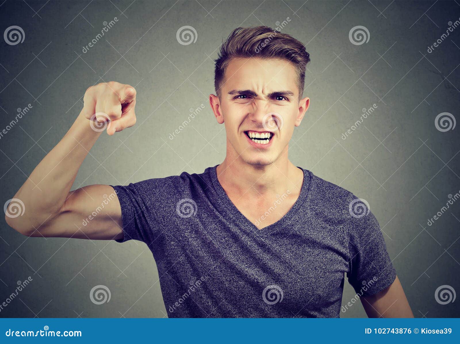 Angry Young Man Accusing Someone Screaming Stock Photo - Image of ...
