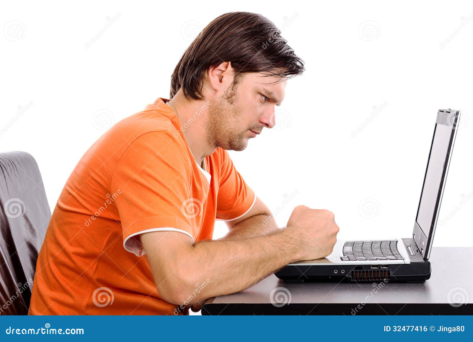 Angry Young Man At His Laptop Stock Photo - Image of caucasian ...