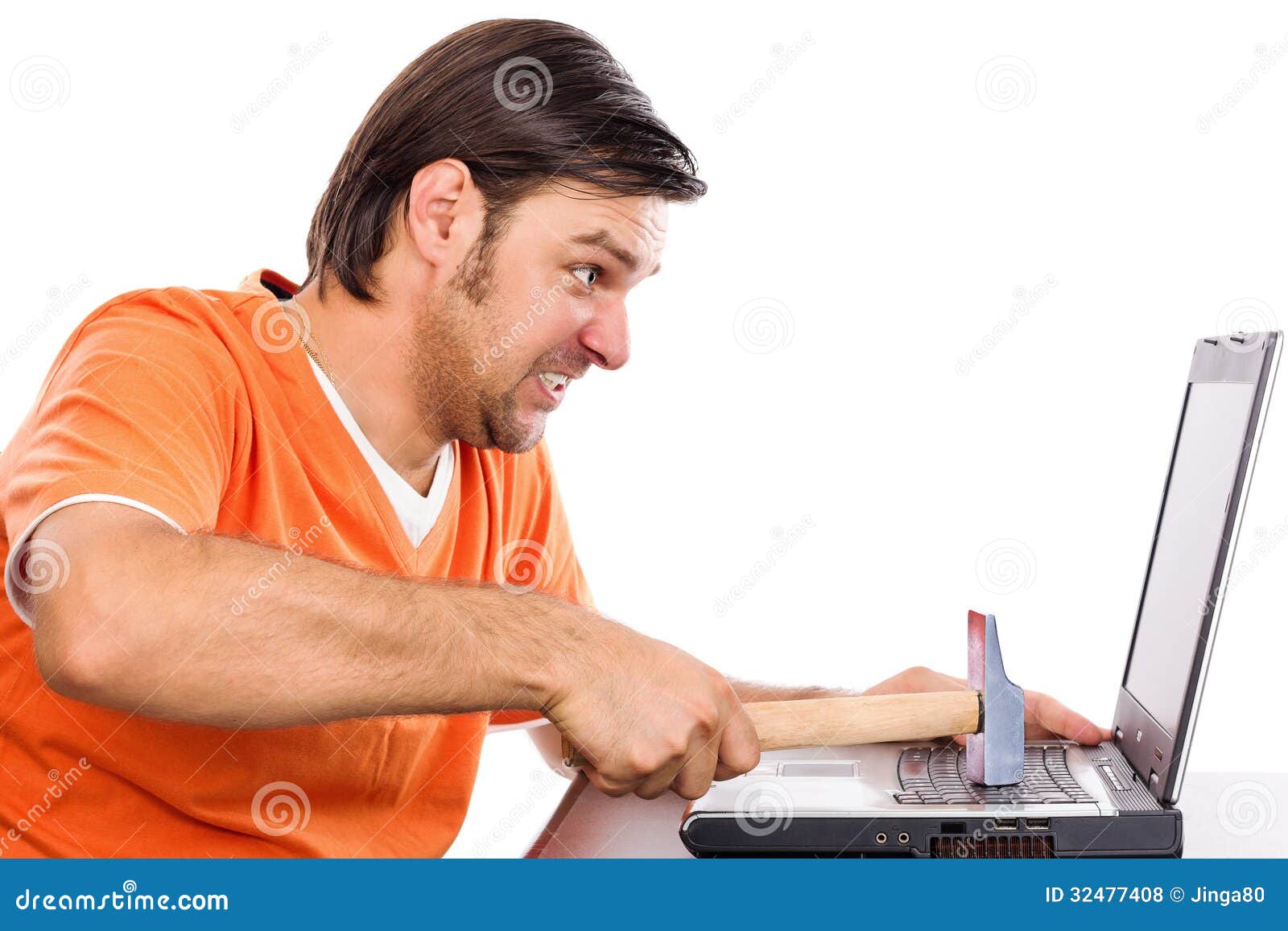 Angry young man at laptop stock photo. Image of pressure - 32477408
