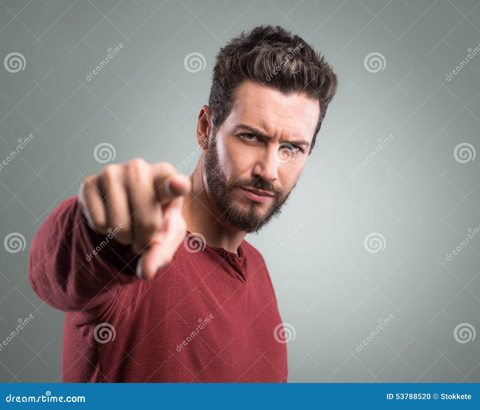 Angry Young Man Pointing at Camera Stock Photo - Image of recruitment ...