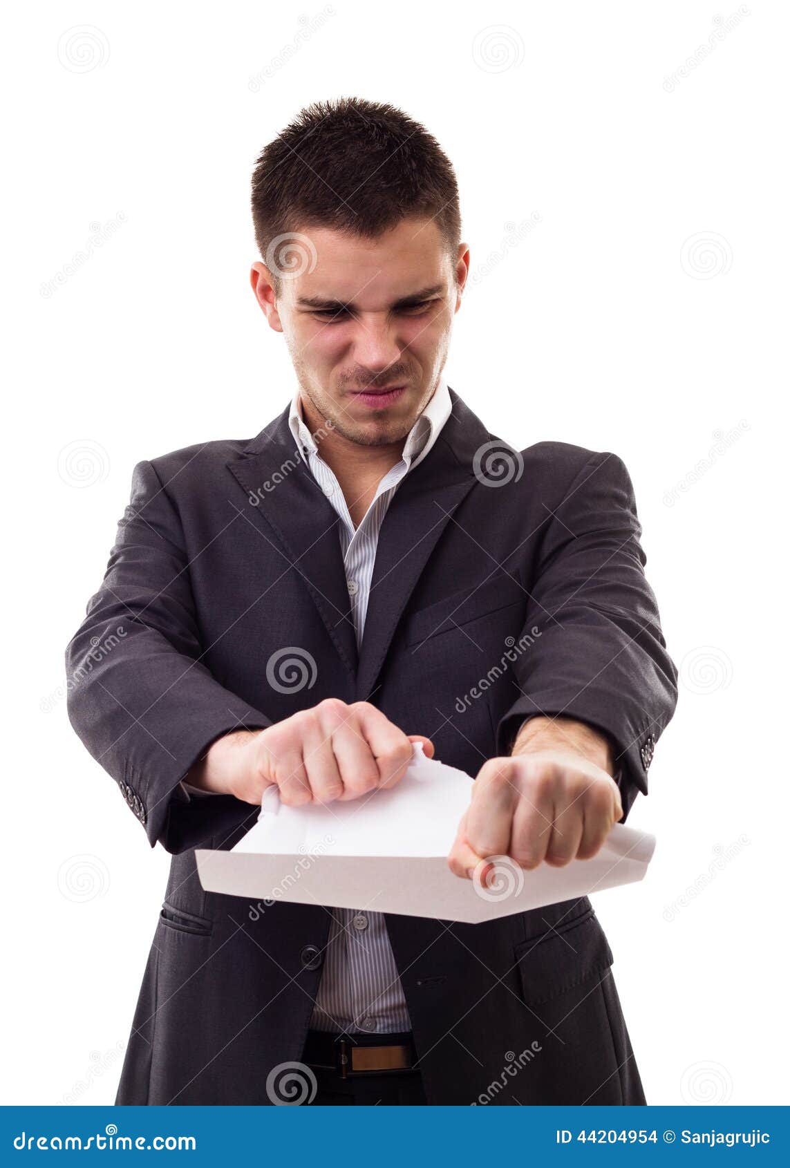 Angry young man torn paper stock photo. Image of financial - 44204954