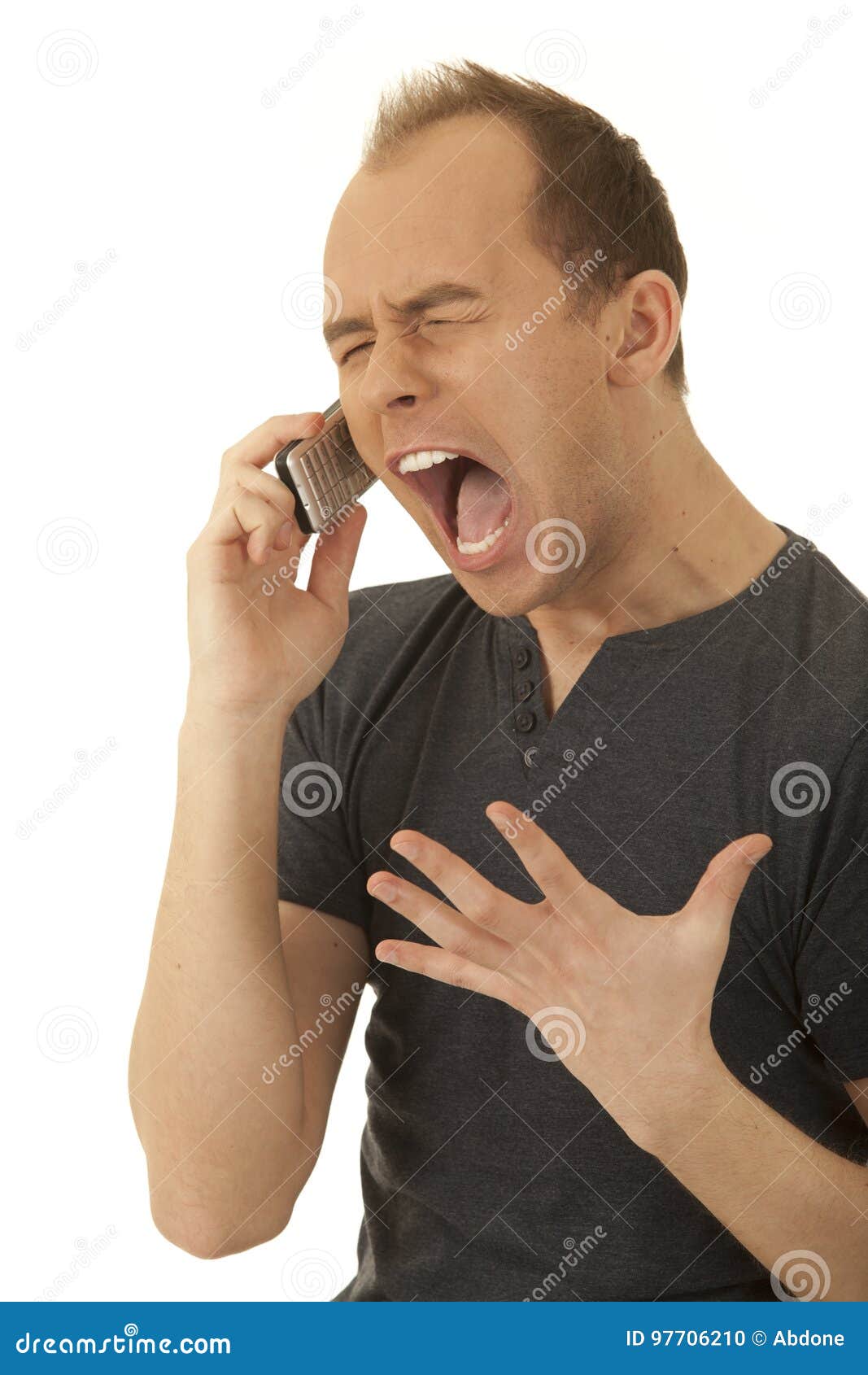 Angry Young Man with a Phone Stock Photo - Image of boss, problem: 97706210