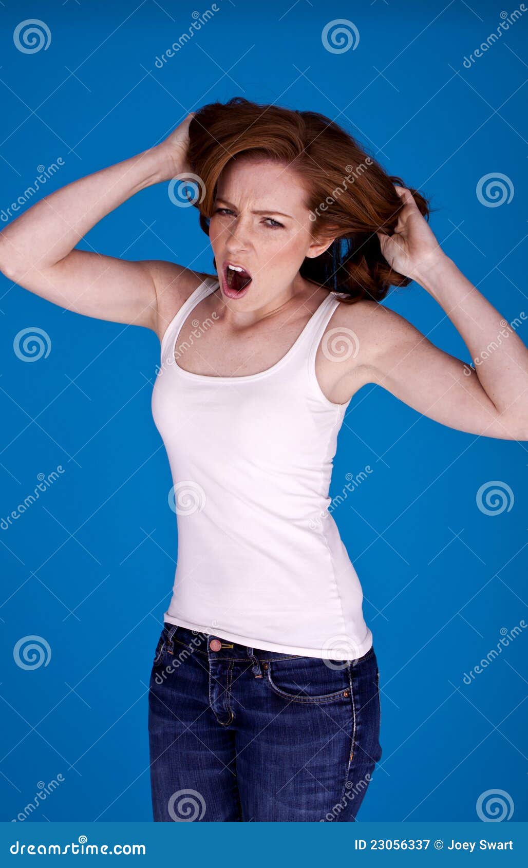 Angry young woman. stock image. Image of people, caucasian - 23056337