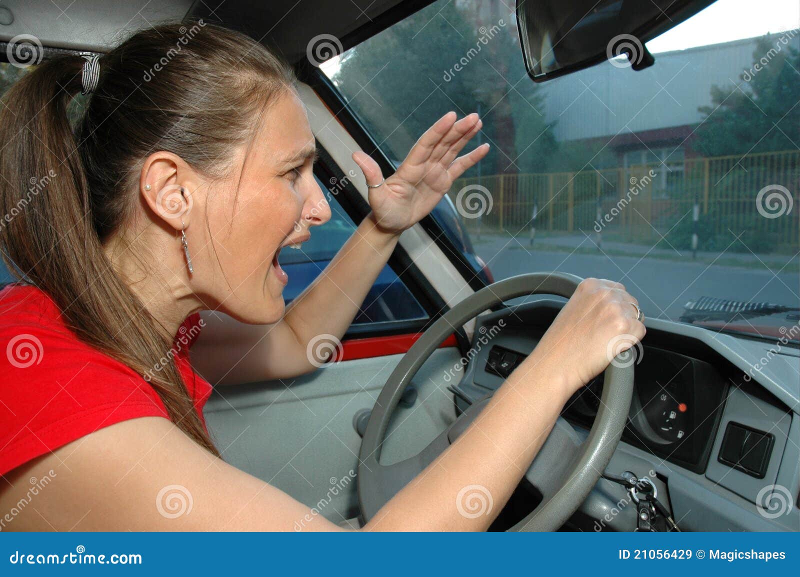 Angry Young Woman Drives a Car Stock Image - Image of woman, wheel ...