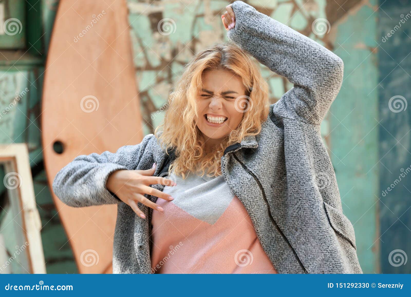 Angry young woman outdoors stock photo. Image of aggressive - 151292330